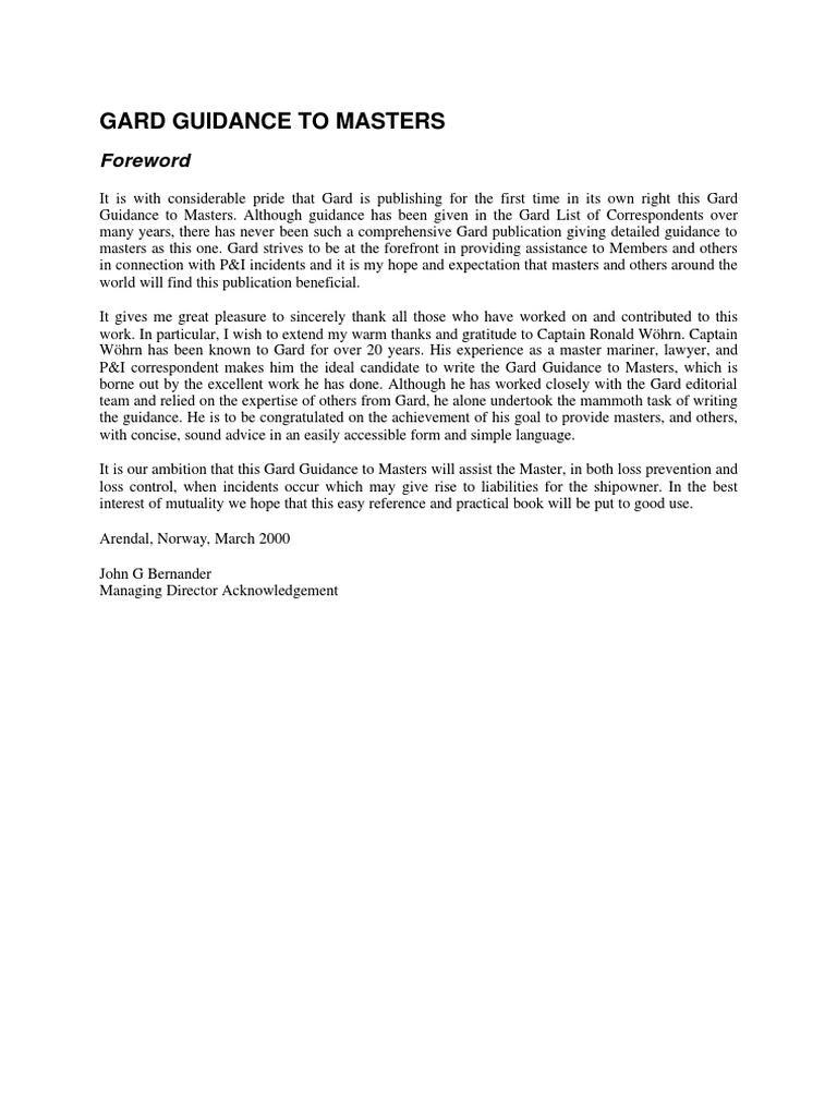 Gard Legal Guidance To Masters | PDF | Shipping | Industries