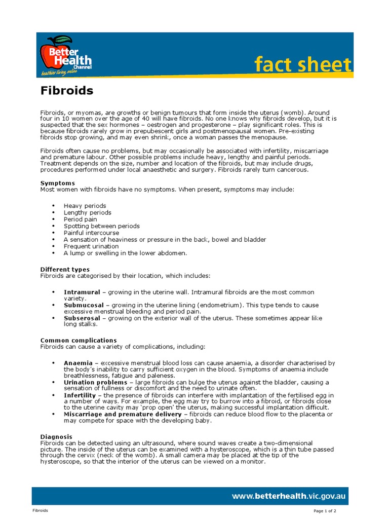 Fibroids: Image Description. Better Health Channel Logo End of Image ...