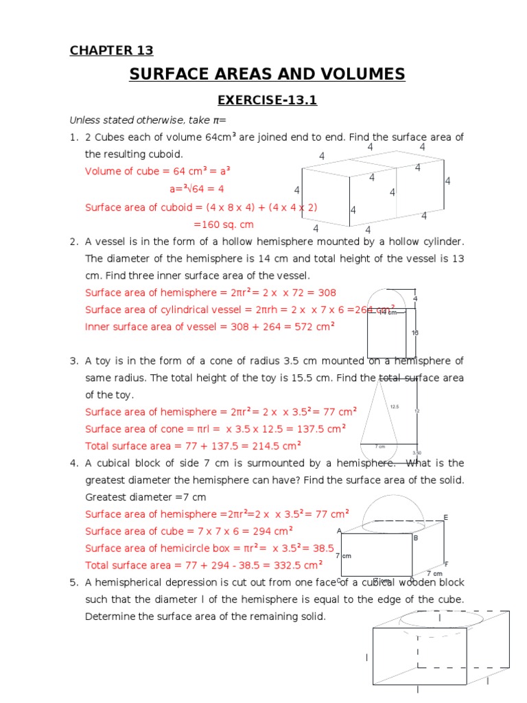 Surfaces, Areas and Volumes | PDF | Volume | Geometry