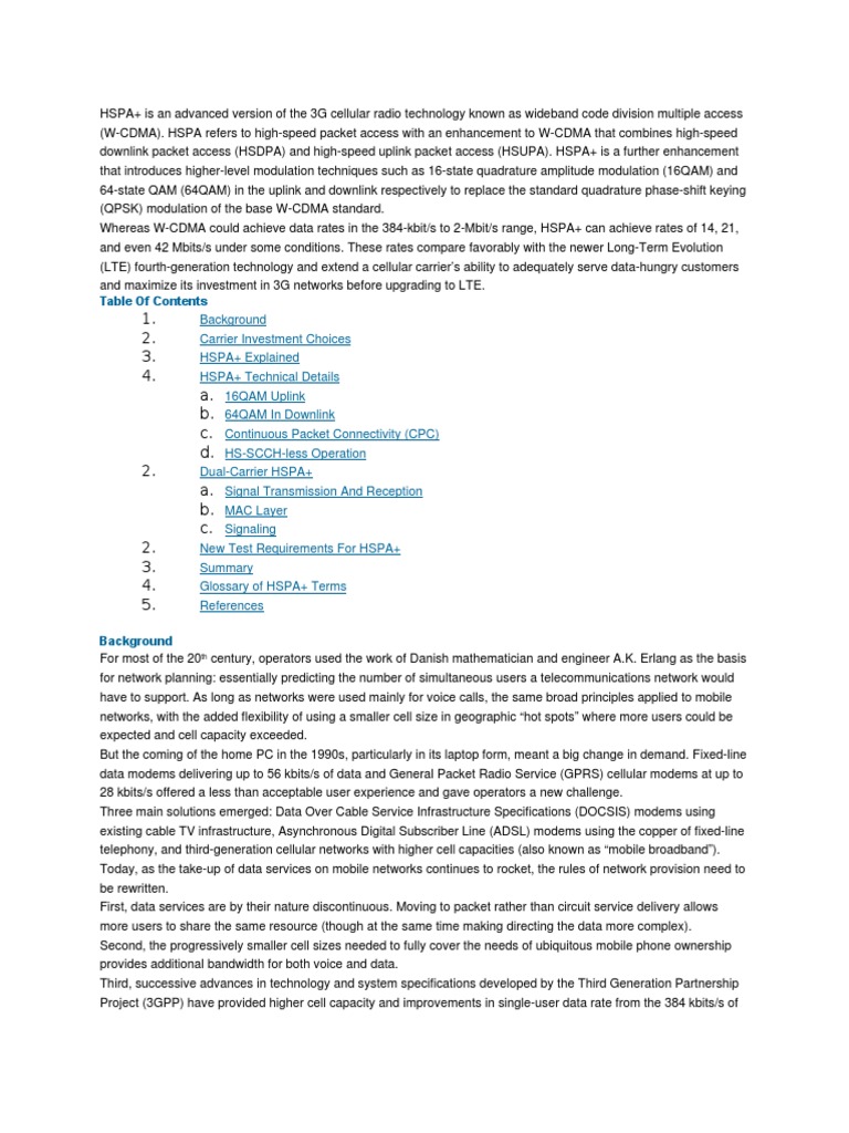 HSPA | PDF | High Speed Packet Access | Lte (Telecommunication)