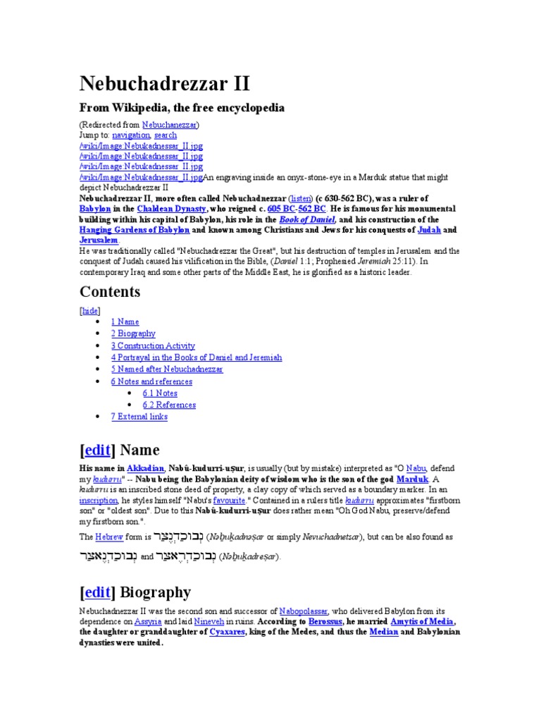 The Rise and Accomplishments of Nebuchadnezzar II, King of Babylon ...