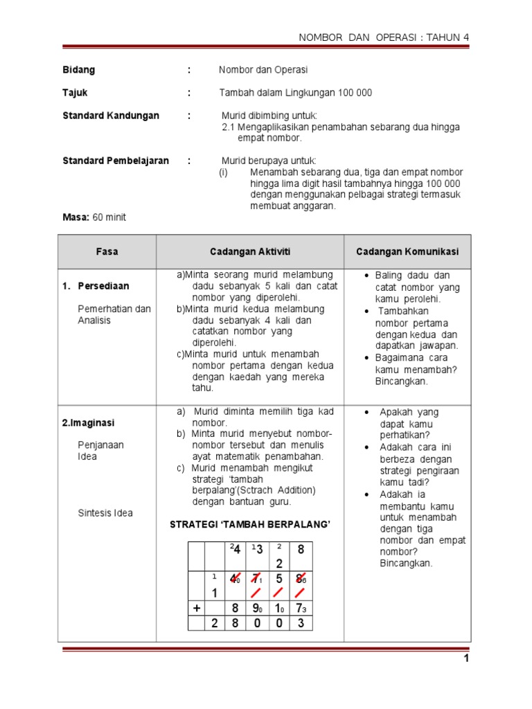 RPH Tambah Tolak | PDF