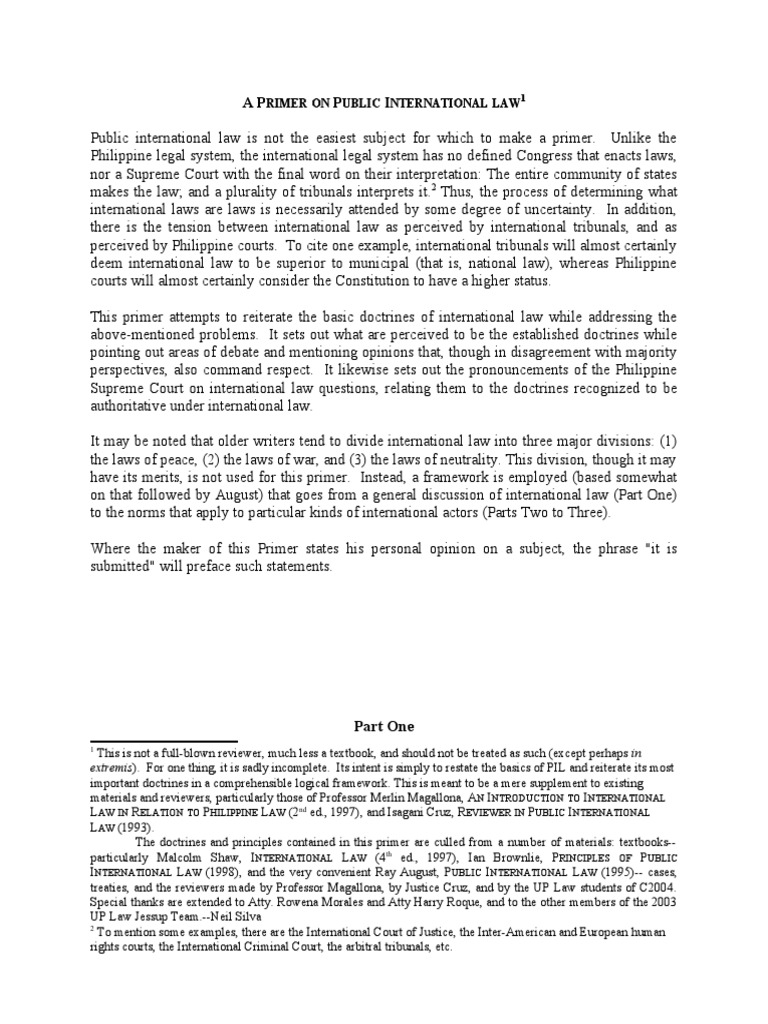 UP BAROPS 2004 - Public International Law - Primer | PDF | Treaty ...