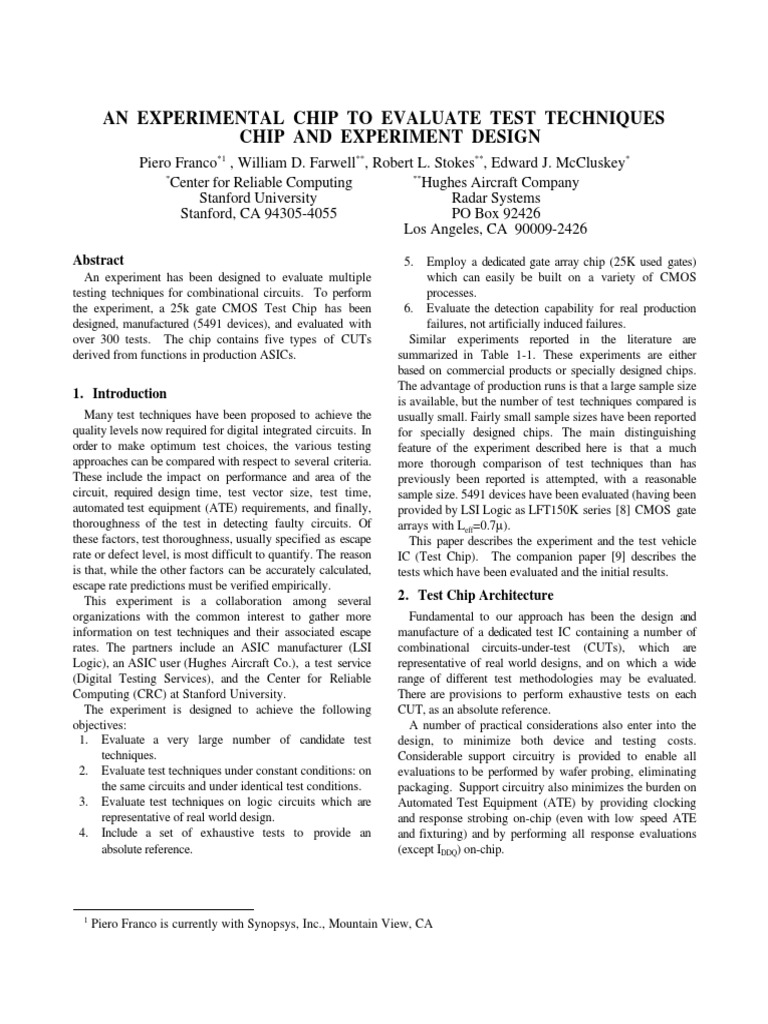 Experimental Chip Testing Techniques | PDF | Integrated Circuit ...