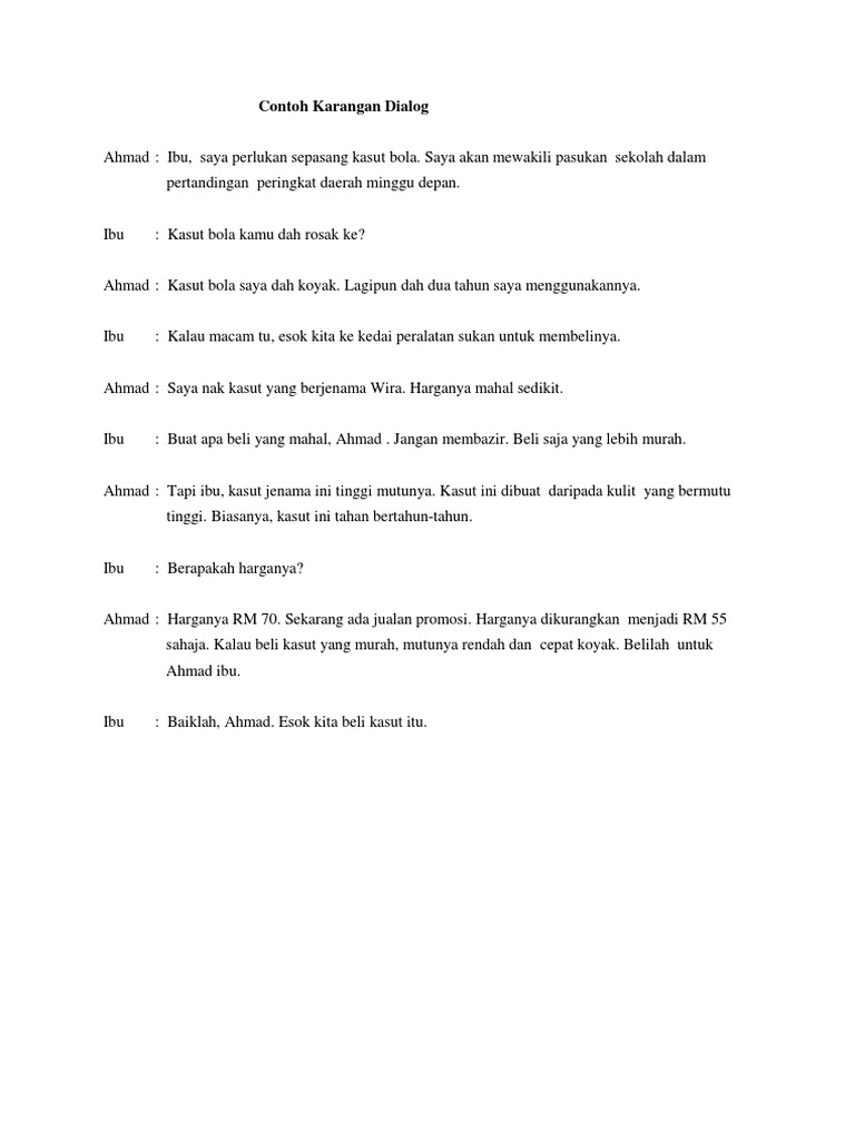 Contoh Karangan Dialog | PDF