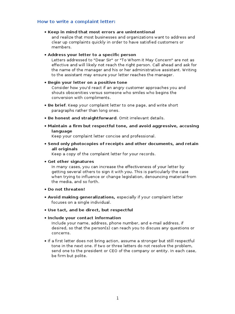 How To Write A Complaint Letter | Download Free PDF | Business