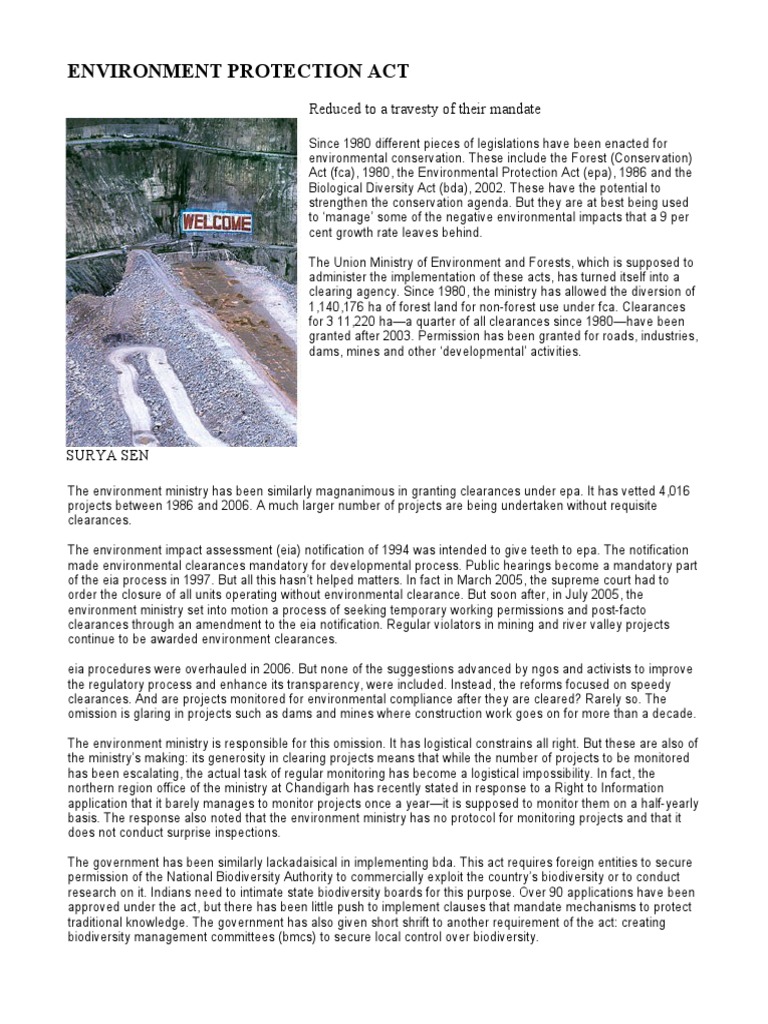 Environment Protection Act | PDF | Environmental Impact Assessment ...