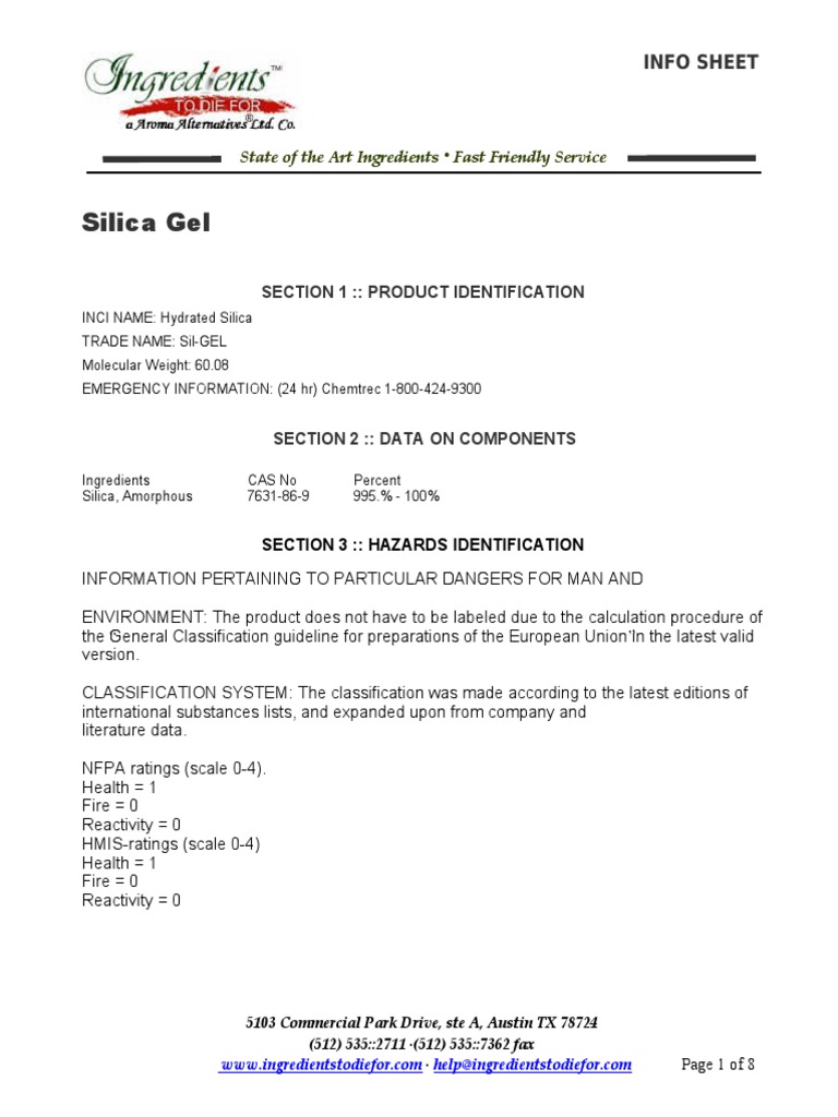 Silica Gel Msds TDF - 2 | PDF