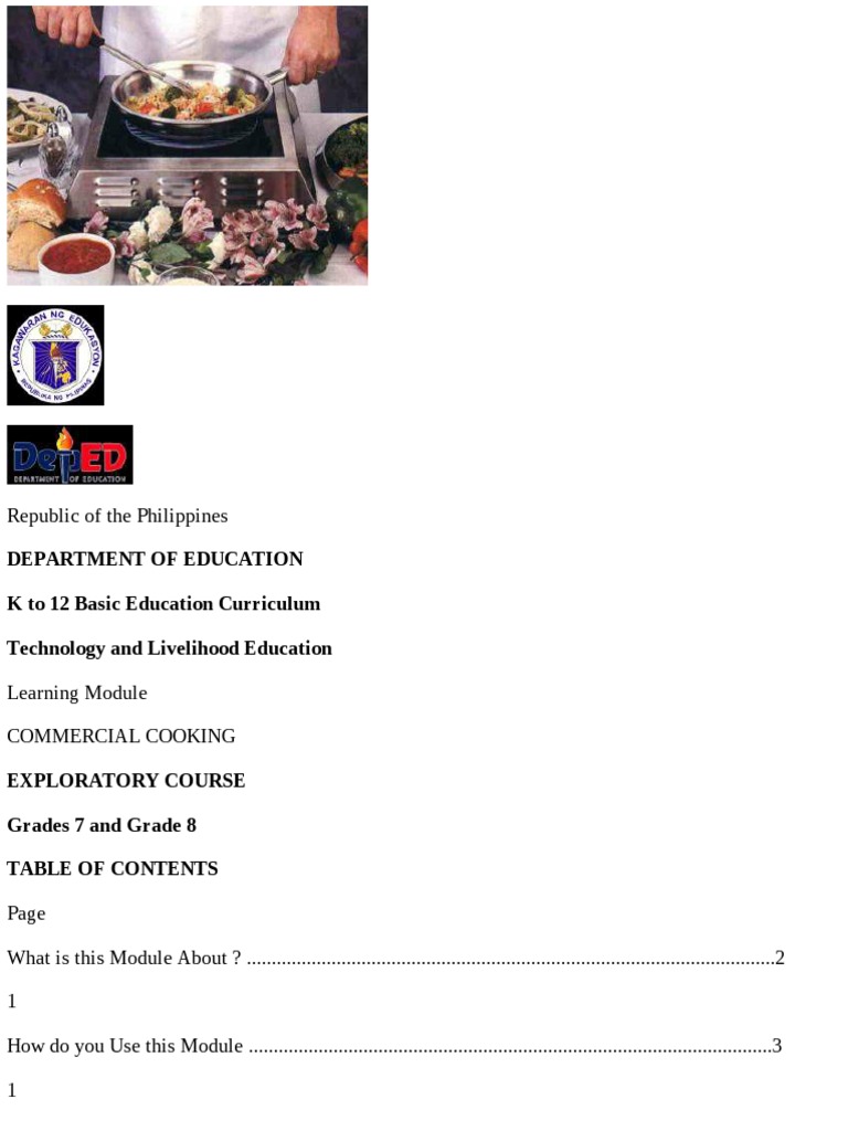 K To 12 Commercial Cooking Learning Module Convert | PDF | Housekeeping ...