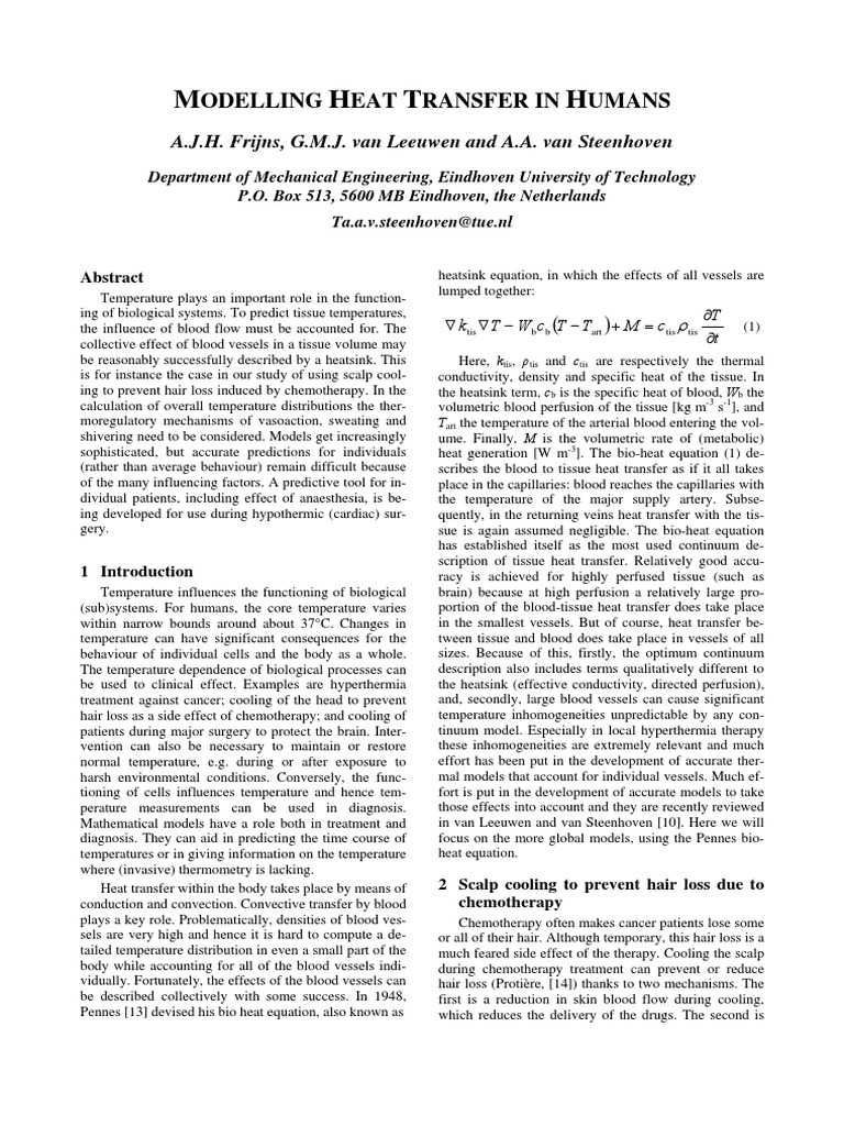 Modeling Heat Transfer | PDF | Thermoregulation | Heat Transfer