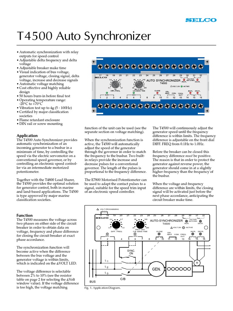 t4500 Data Sheet | PDF | Electric Generator | Relay