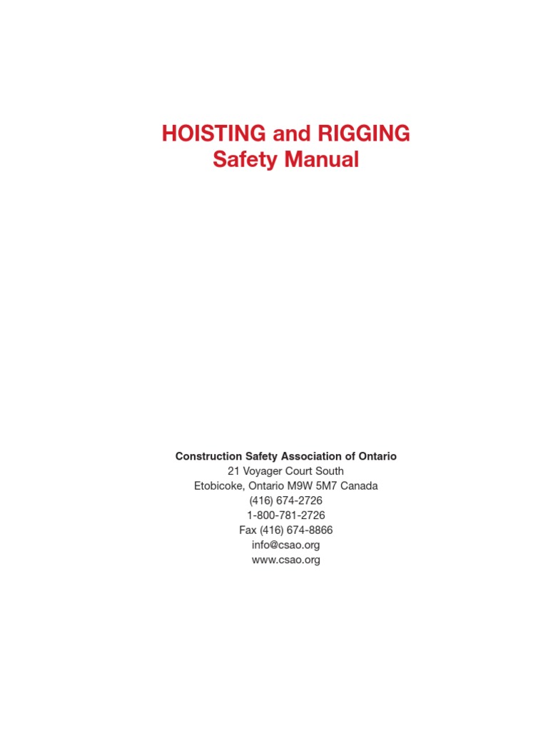 Hoisting and Rigging Safety Manual: Construction Safety Association of ...
