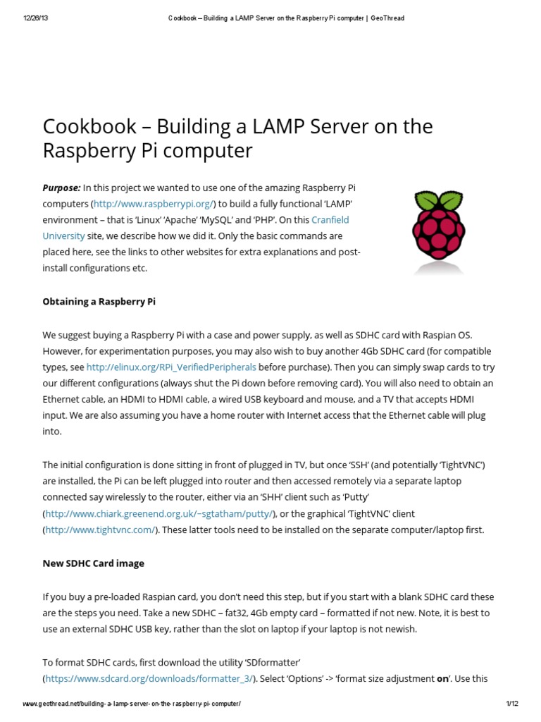 Cookbook - Building A LAMP Server On The Raspberry Pi Computer ...
