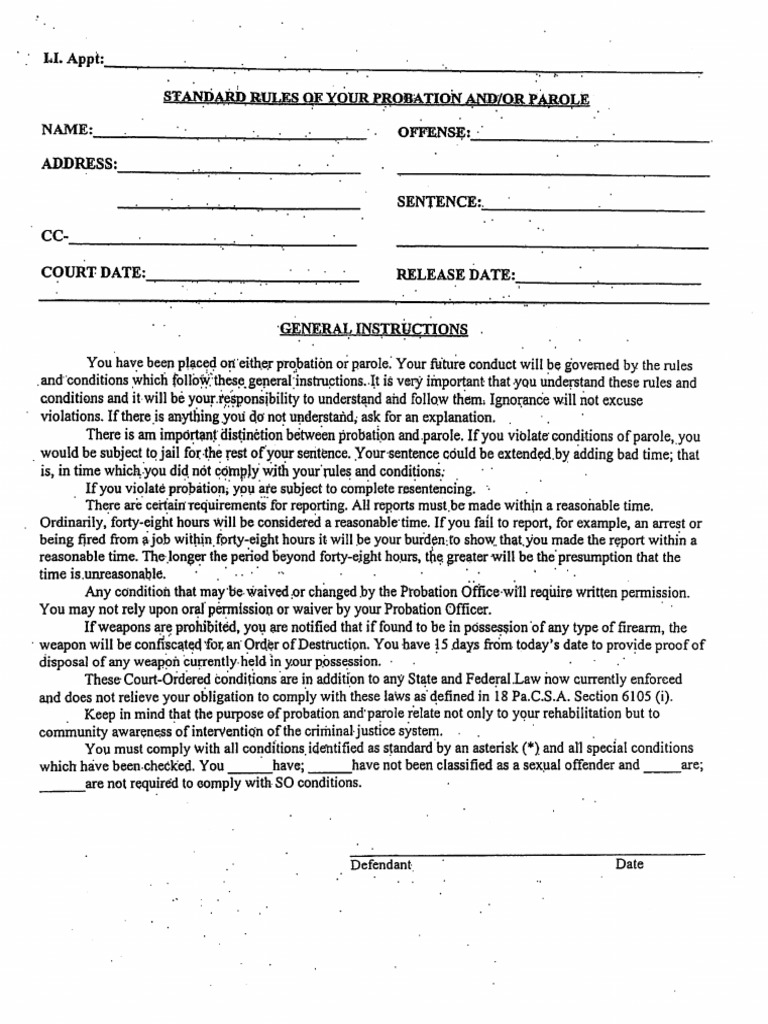 Probation And/or Parole - Standard Rules - Adams County, PA | PDF | Probation | Probation Officer