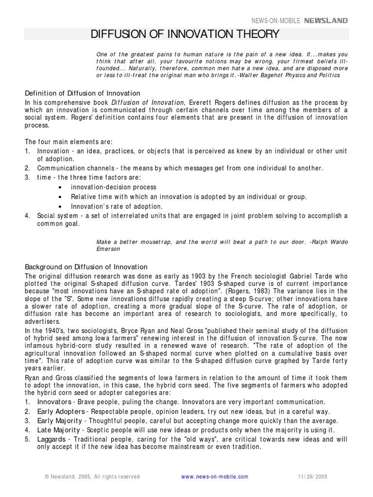 Diffusion of Innovation Theory | PDF | Innovation | Economic Growth