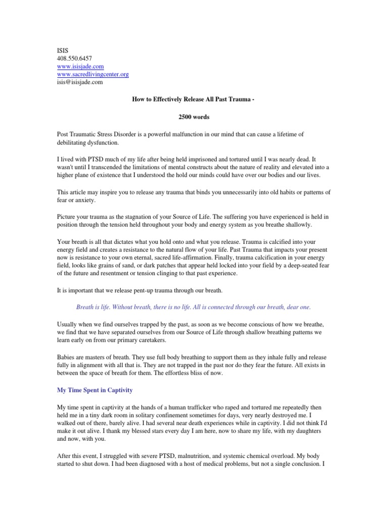 How To Release Past Trauma Effortlessly | PDF | Psychological Trauma ...