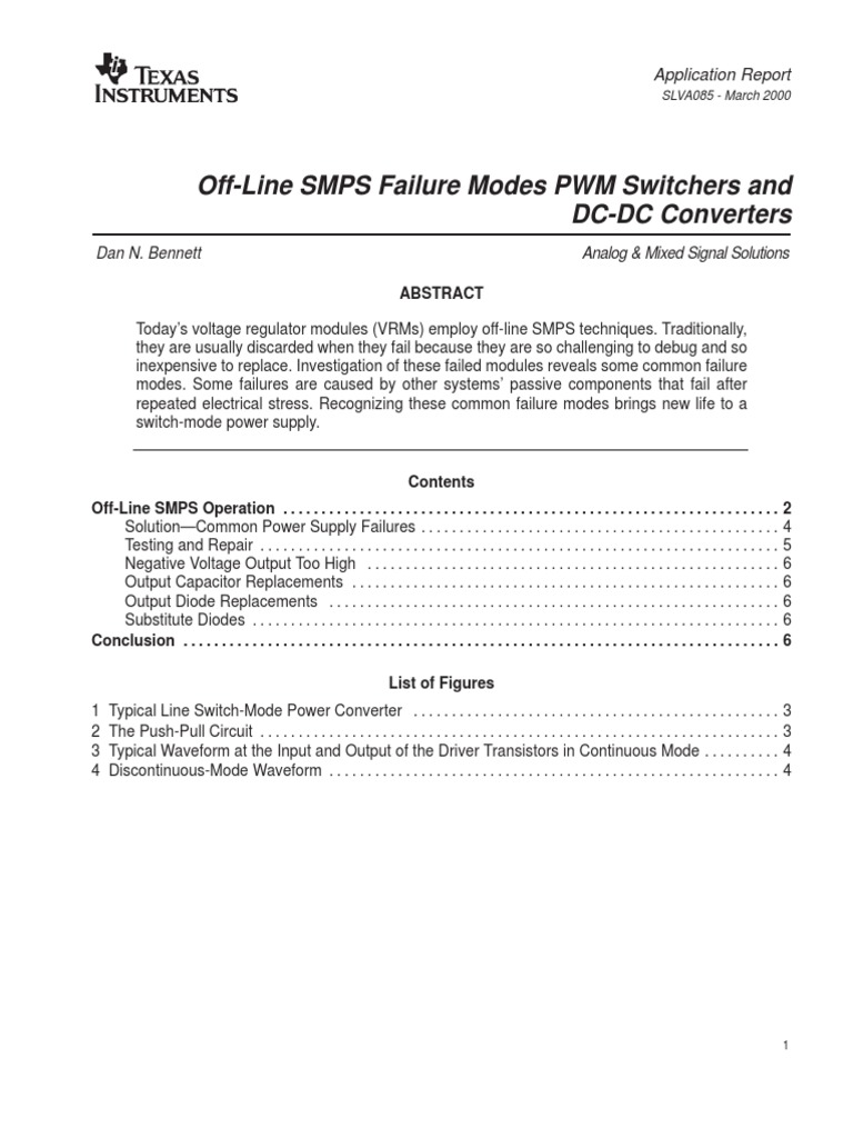 Texas Instruments. Testing A Form of SMPS | PDF | Power Supply | Field ...