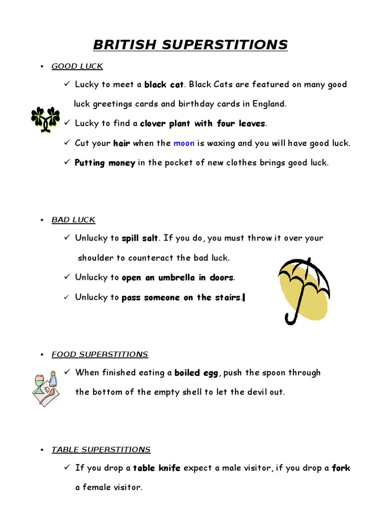 British Superstitions | PDF | Luck