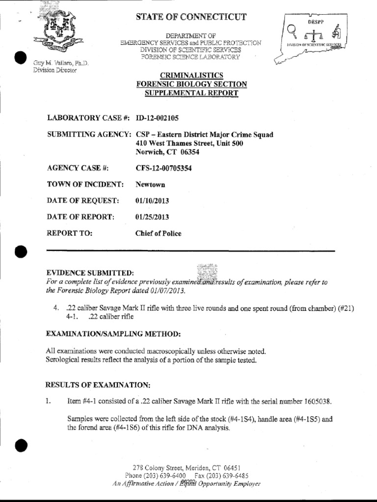 Sec 12 - CT State Police Forensic Laboratory Reports | PDF