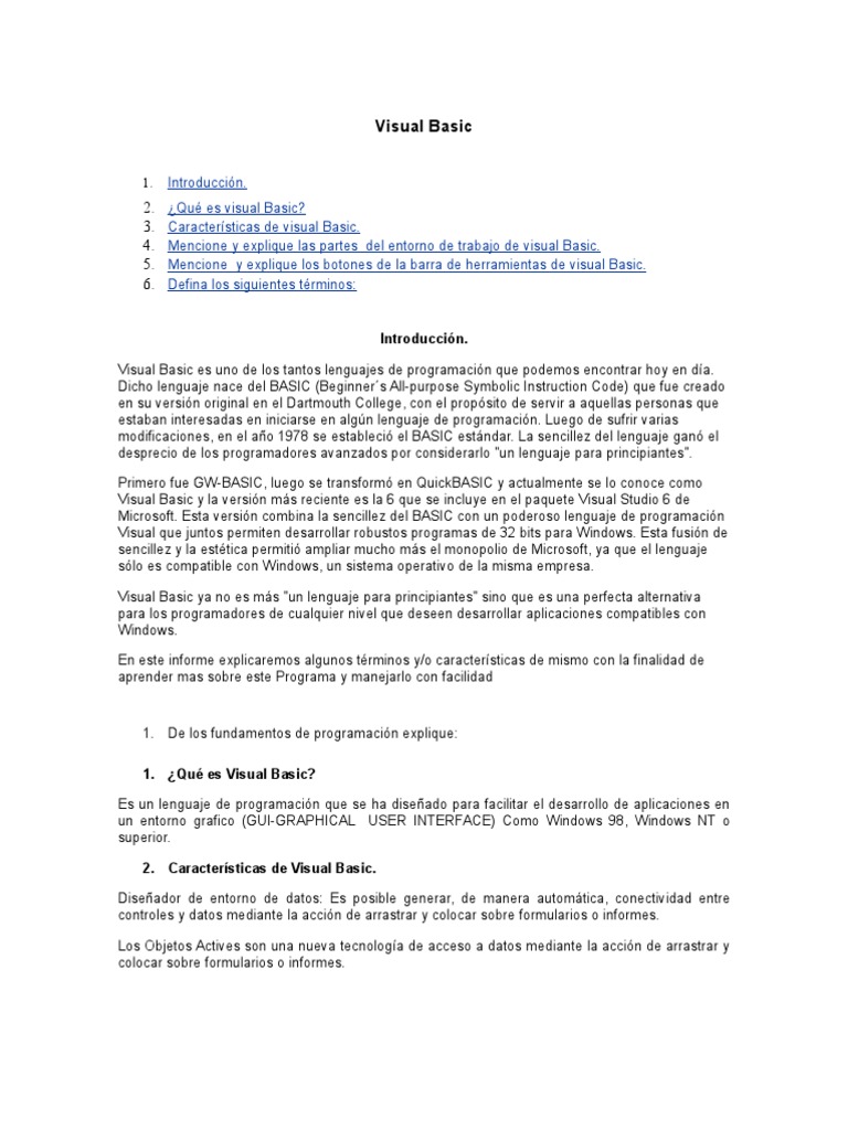 Conociendo El Entorno de Visual Basic 6.0 | PDF | Básico | Ventana (informática)