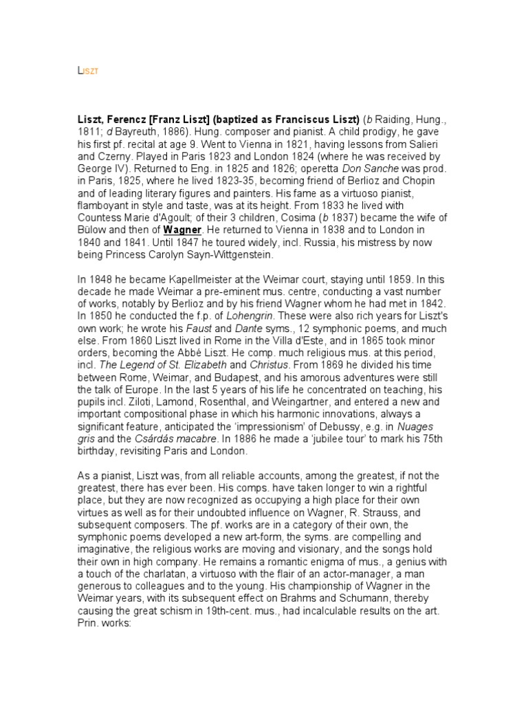 Liszt | PDF | Franz Liszt | Musical Compositions