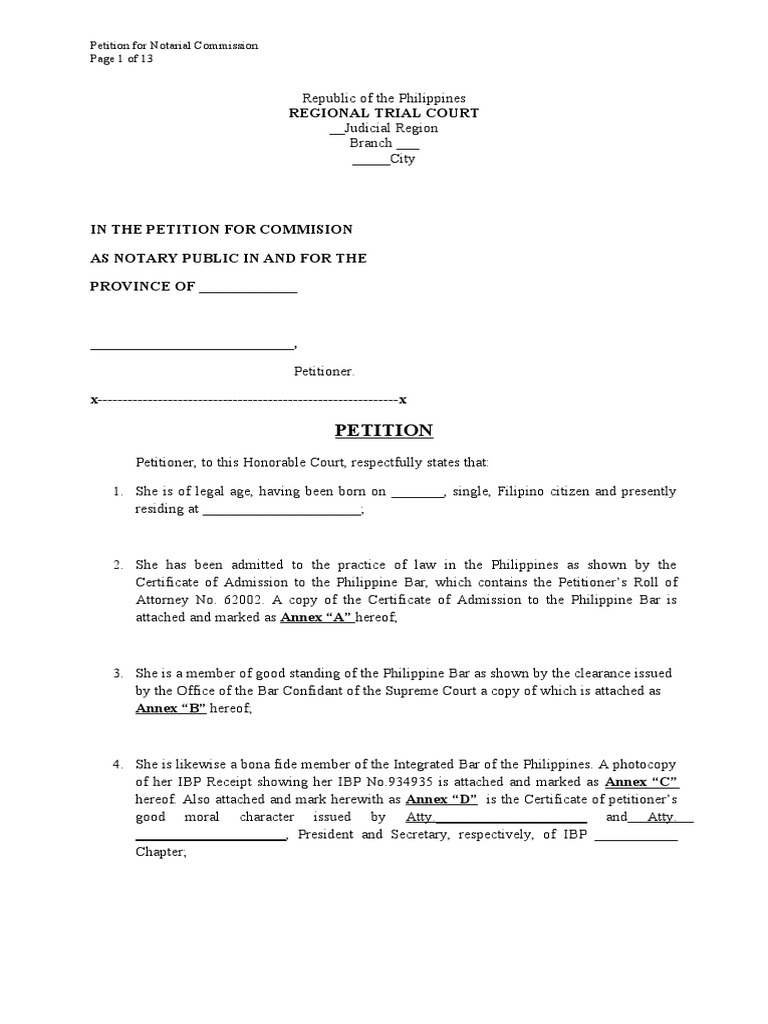 Petition For Notarial Commission | PDF | Notary Public | Common Law