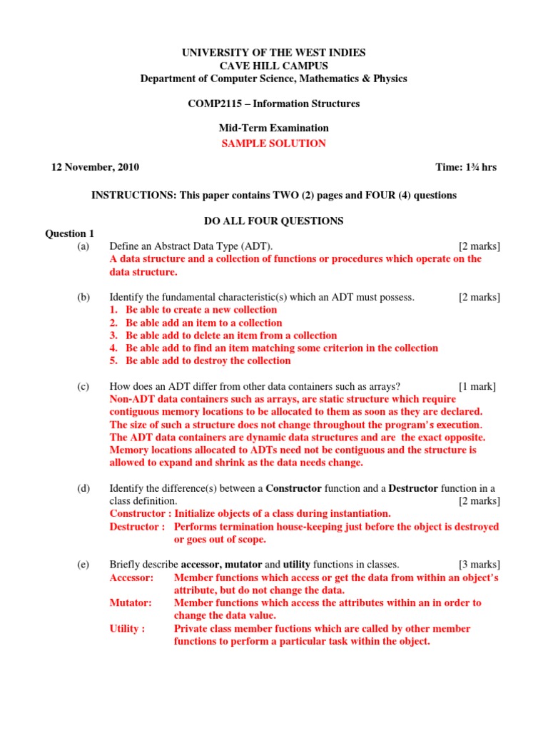Mid-Term Exam - Sample Solution | Computer Programming | Areas Of ...