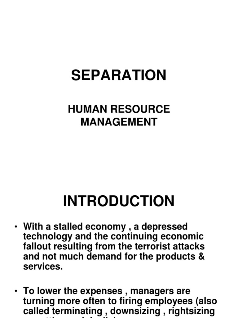Separation | PDF | Layoff | Turnover (Employment)