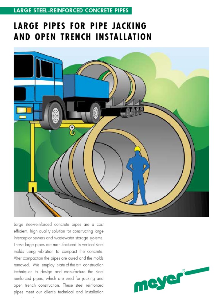 Large Pipes For Pipe Jacking and Open Trench Installation | PDF | Concrete | Reinforced Concrete