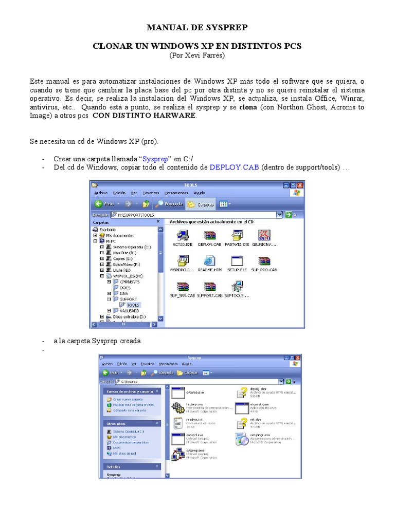 Manual de Sysprep | PDF | Microsoft Windows | Archivo de computadora