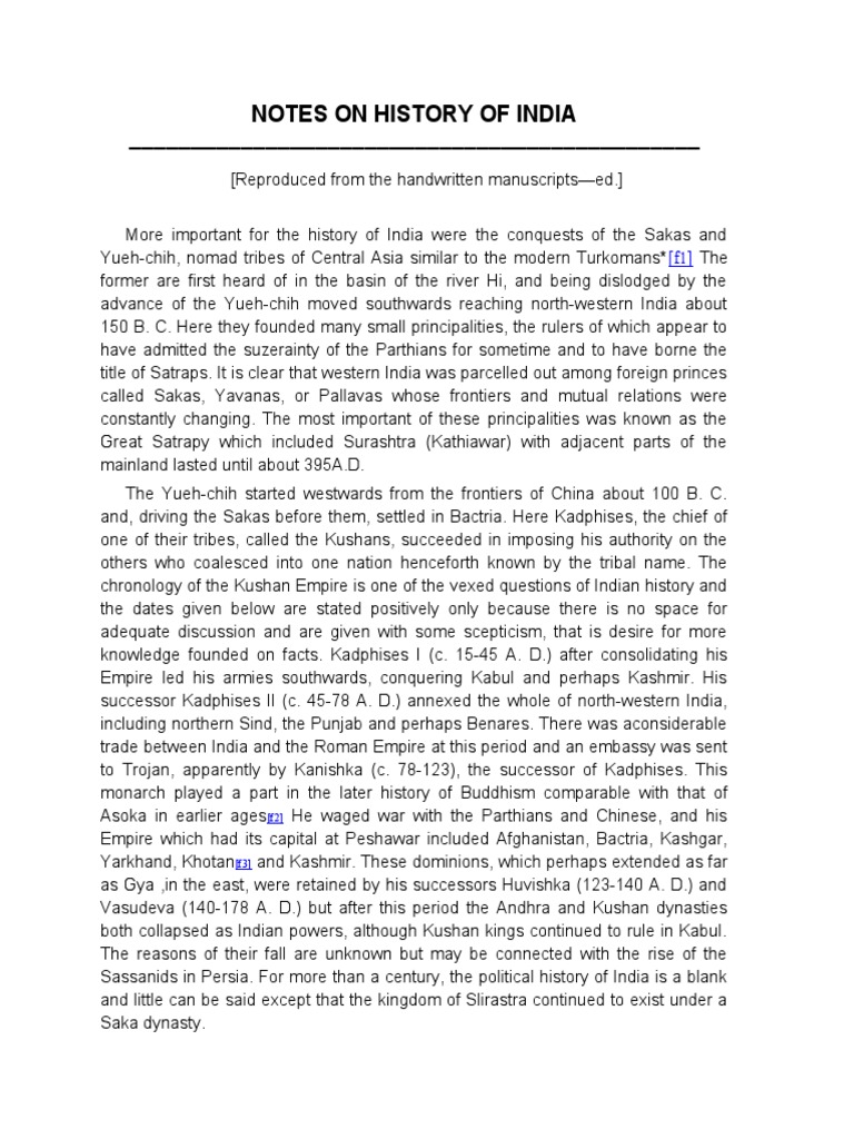 Notes On History of India | PDF | Ancient Asia | Ancient History