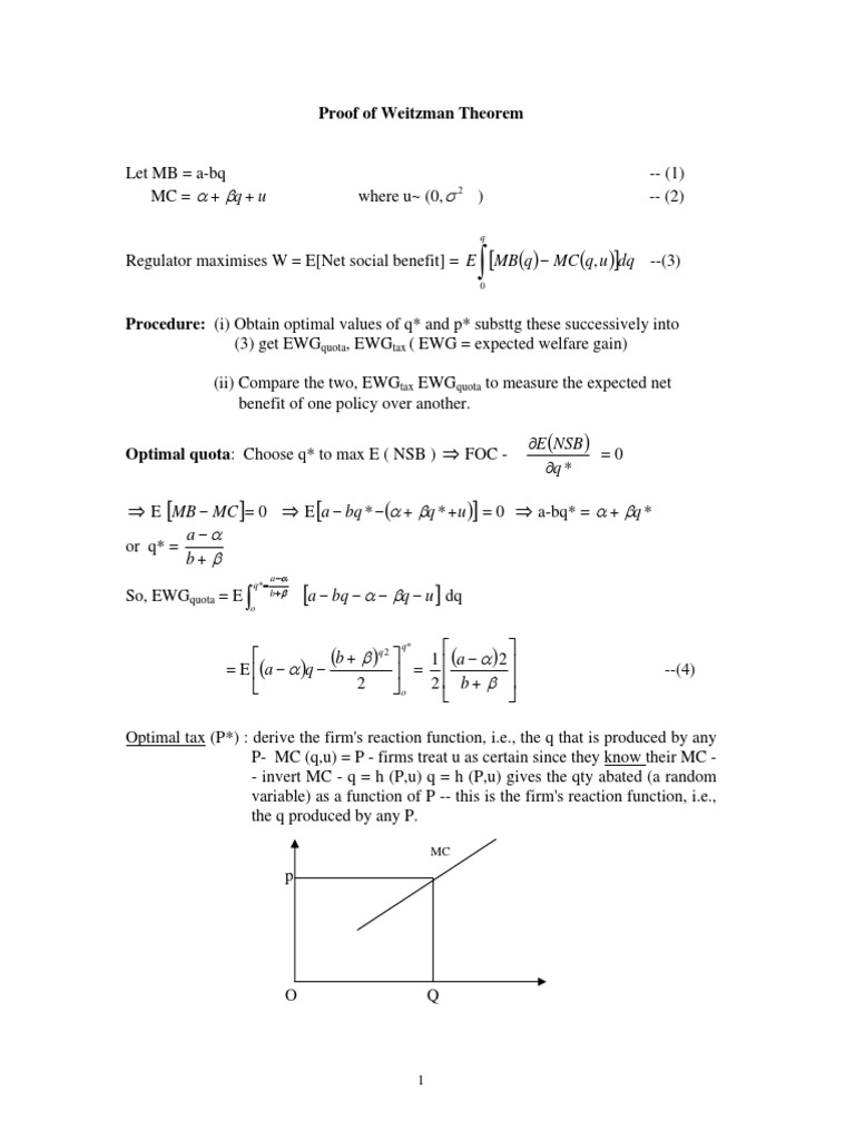 Weitzman Theorem Proof | PDF | Mathematical Problem Solving | Applied Mathematics