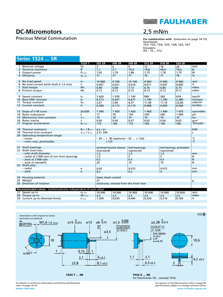 Faulhaber Datasheet | PDF