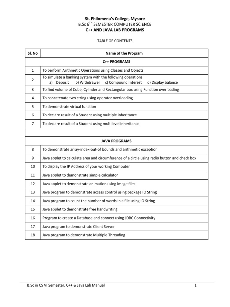 Java Lab Manual | PDF | Java (Programming Language) | C++ Java Lab Manual | PDF | Java (Programming Language) | C++