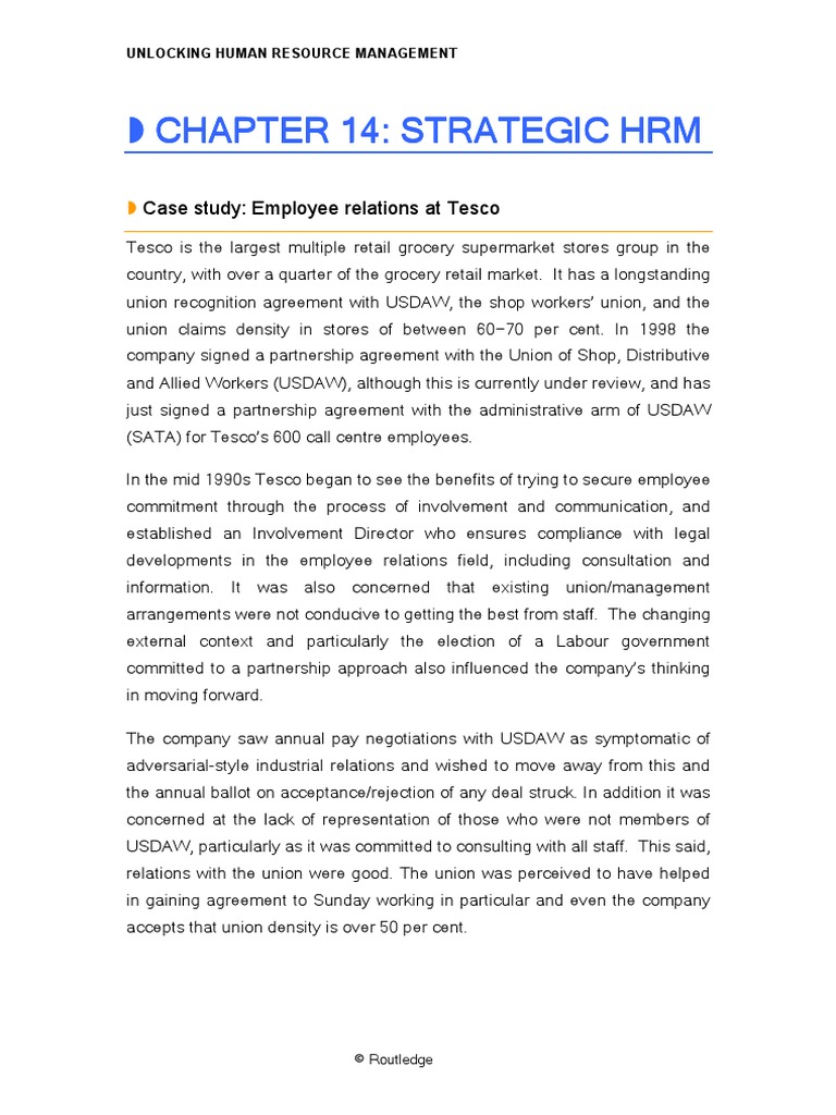 Case Study Employee Relations at Tesco | PDF | Labor | Employment