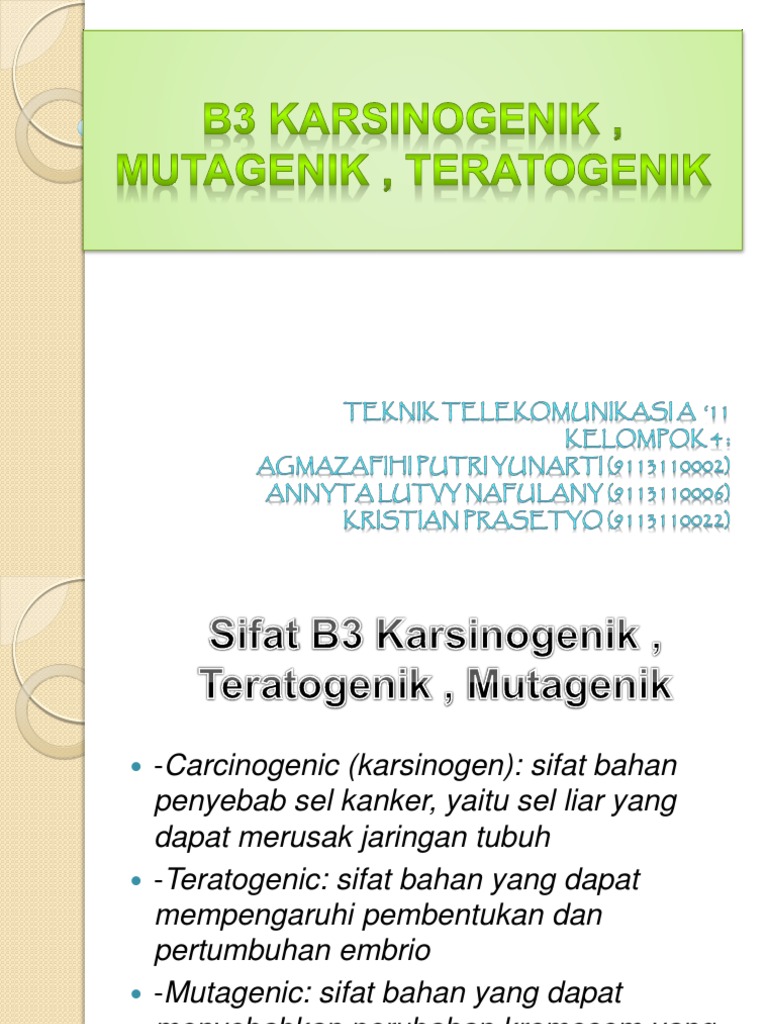 Karsinogenik, Teratogenik, dan Mutagenik | PDF | Sains & Matematika