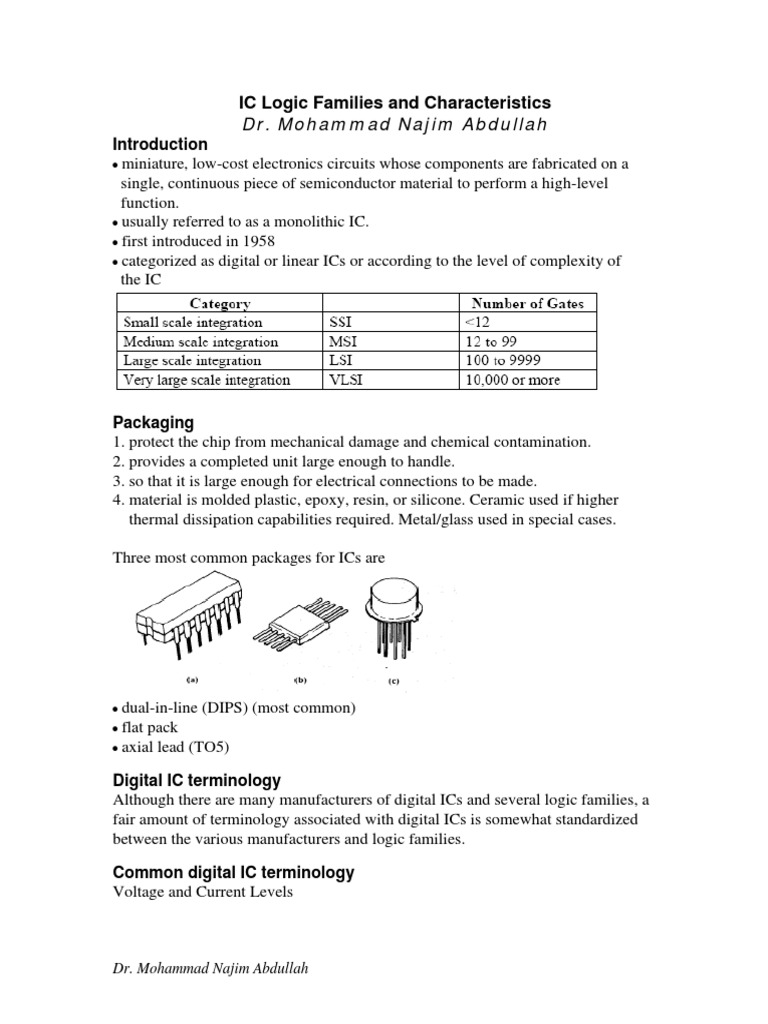 IC Logic Families and Characteristics | PDF | Integrated Circuit ...