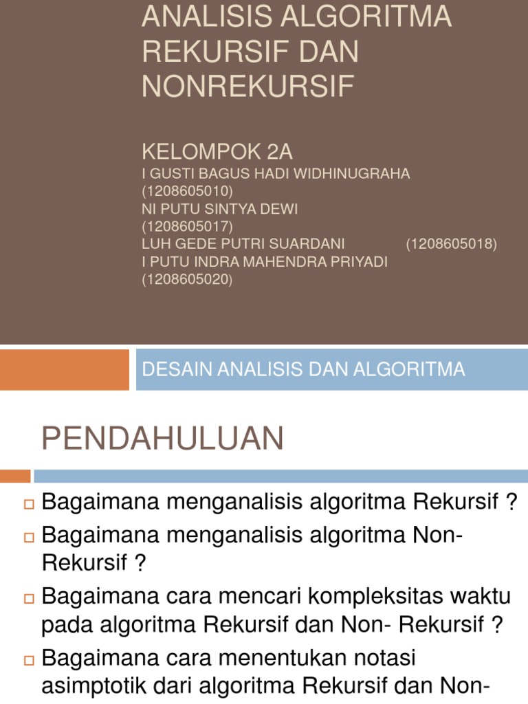 Analisis Algoritma Non Rekursif Dan Rekursif | PDF