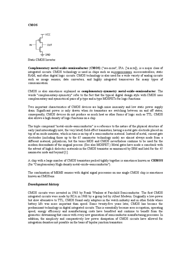 Cmos | Download Free PDF | Cmos | Electrical Resistance And Conductance