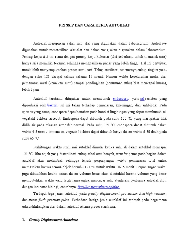 Prinsip Dan Cara Kerja Autoklaf | PDF