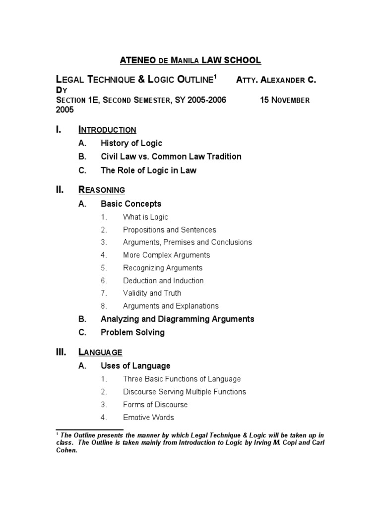 Legal Logic Technique Outline | PDF | Argument | Deductive Reasoning
