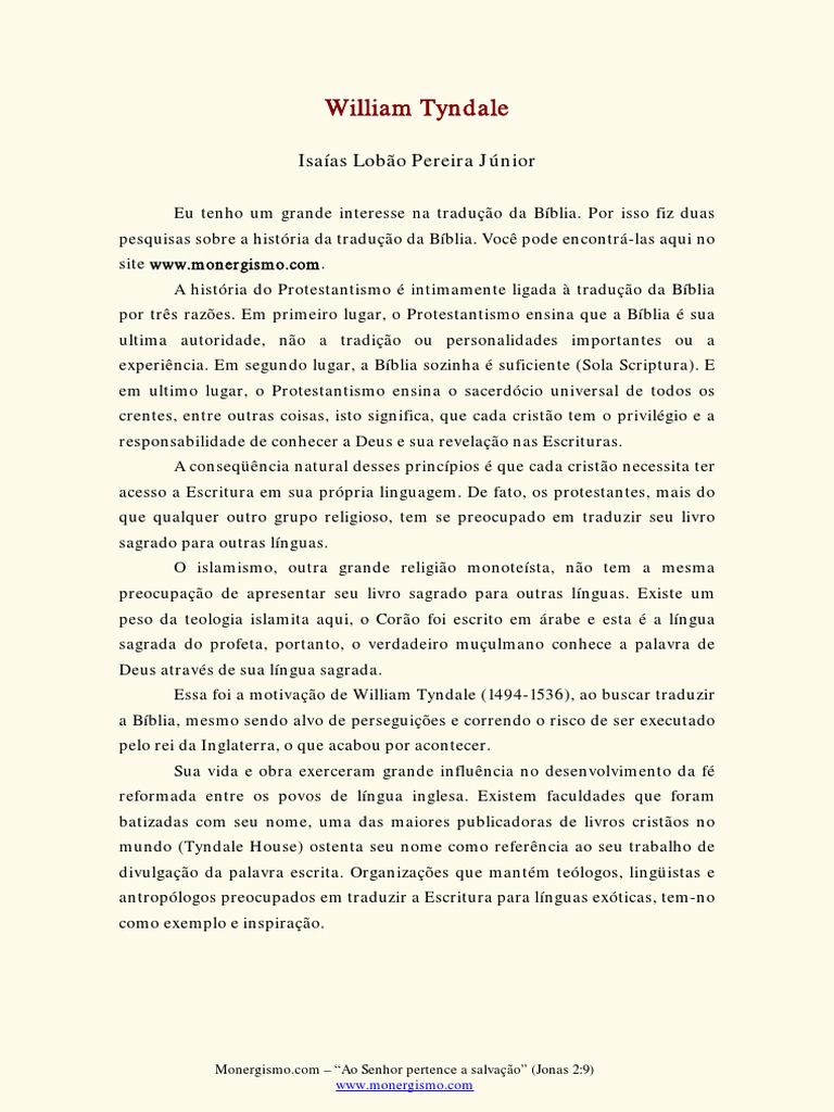 William Tyndale | PDF | Protestantismo | Bíblia