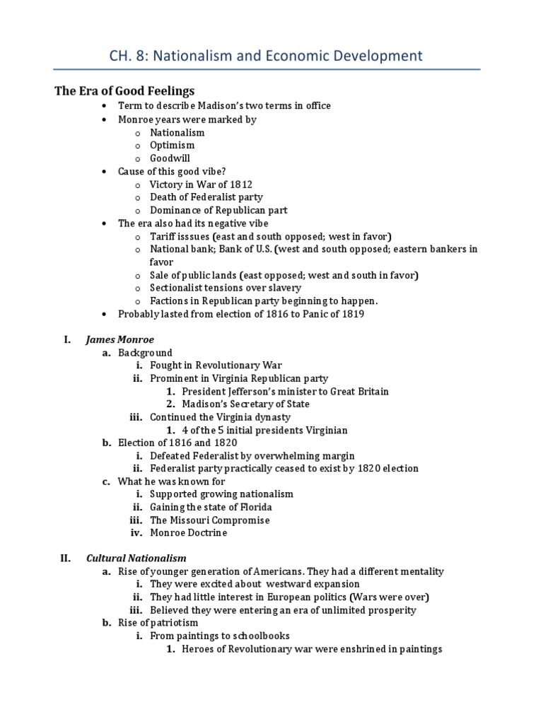 Nationalism and Economic Development in Chapter 8 | PDF | James Monroe ...