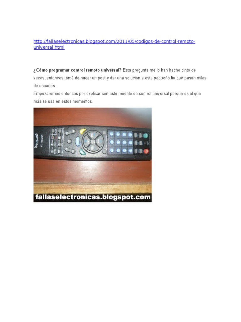 Programar Un Control Remoto Universal | PDF