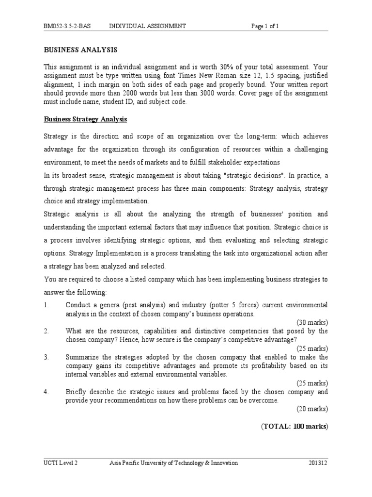 Business Analysis Assignment (Question) | Download Free PDF | Business ...