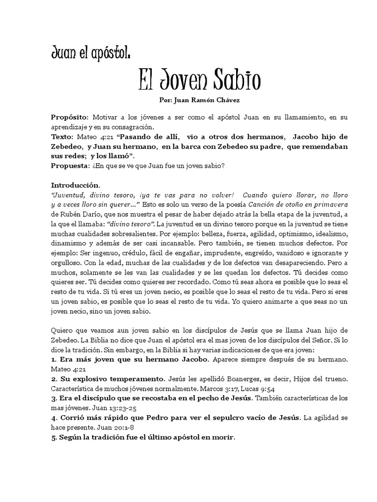 Juan: El Joven Sabio y su Llamado | PDF | Jesús | Biblia cristiana