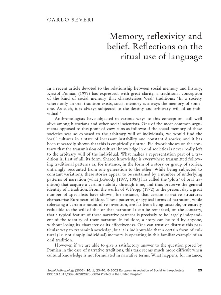 Ritual Language and Cultural Memory | PDF | Shamanism | Rituals