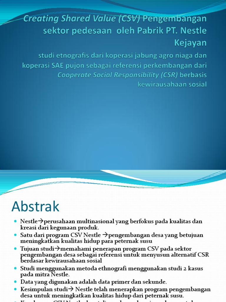 Creating Shared Value (CSV) Pengembangan Sektor (Revised) | PDF