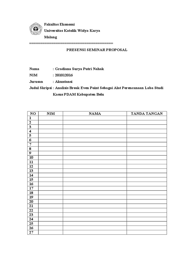 Absensi Seminar | PDF