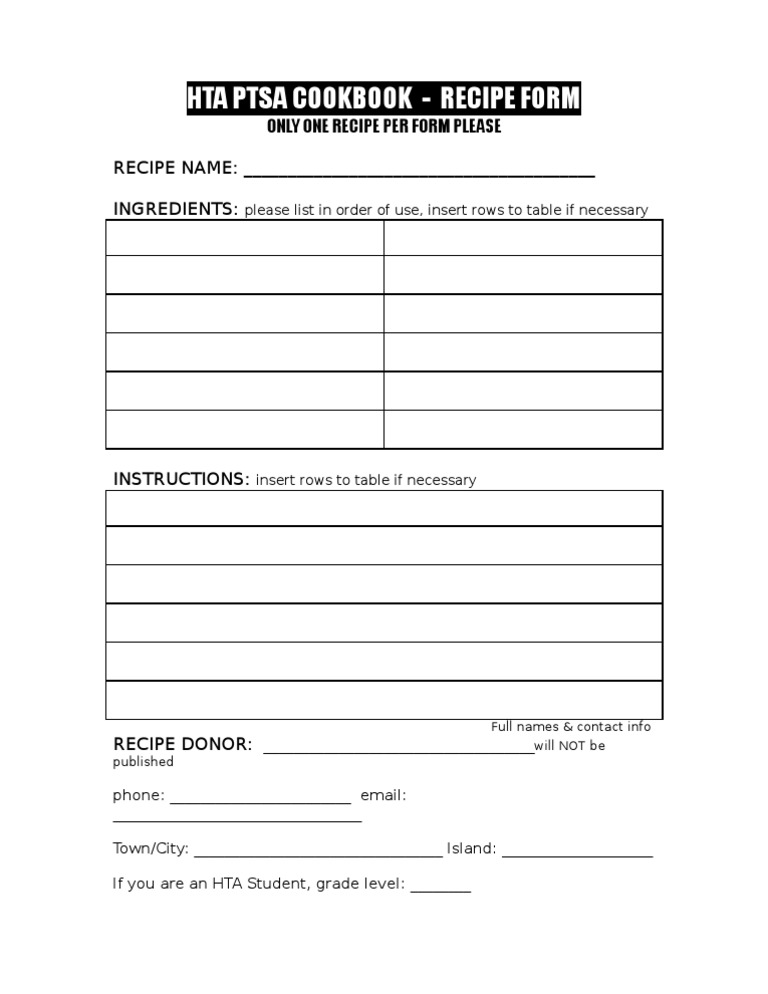 Recipe Form | PDF